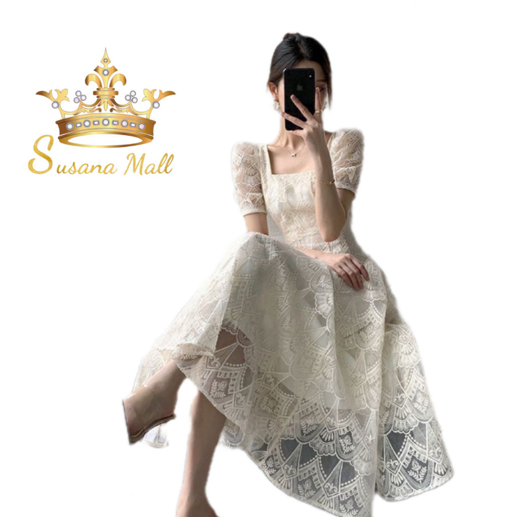 Jual TS43E Susana Mall Dress Mewah Model Brukat Flower M416 | Shopee ...