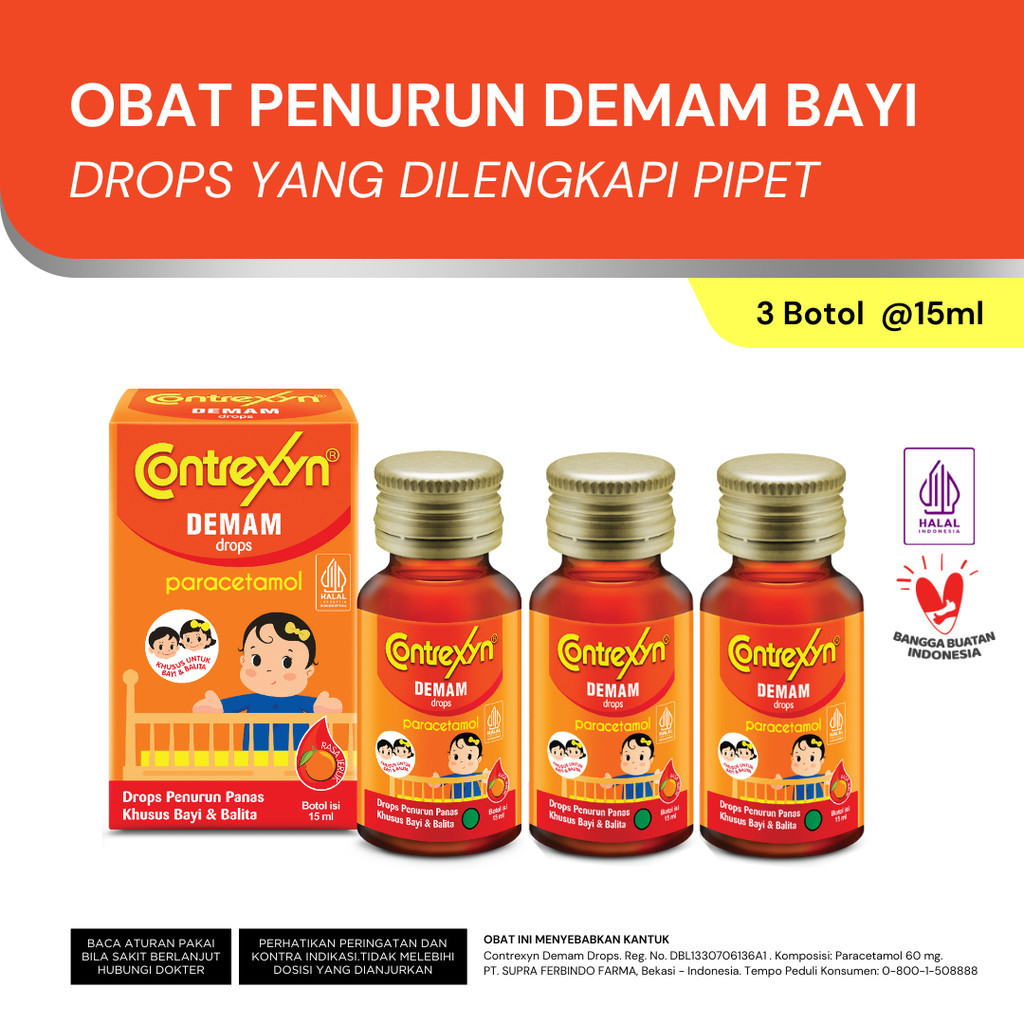 Jual Contrexyn Demam Jeruk Botol 15ML X 3PCS (11.2026) | Shopee Indonesia