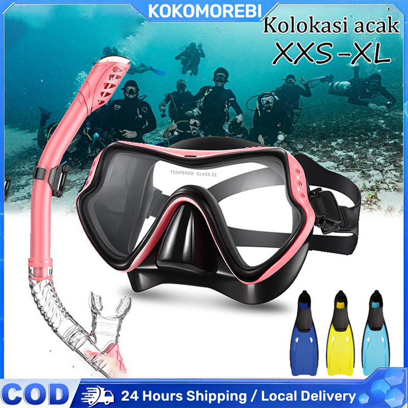 Jual Kacamata Selam + Set Selang Snorkel Selam Masker Anti-kabut Kaca ...