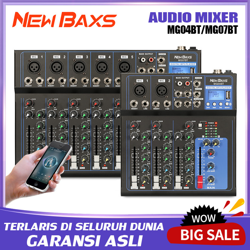 Jual NEW BAXS AUDIO MIXER mixer profesional 7-channel/4-channel MG07BT ...
