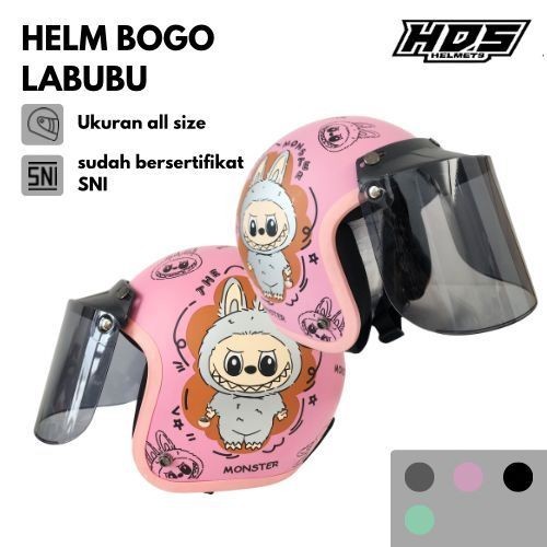 Jual HELM Bogo Dewasa Classic Labubu Grey SNI HDS Helmet Motor Half ...