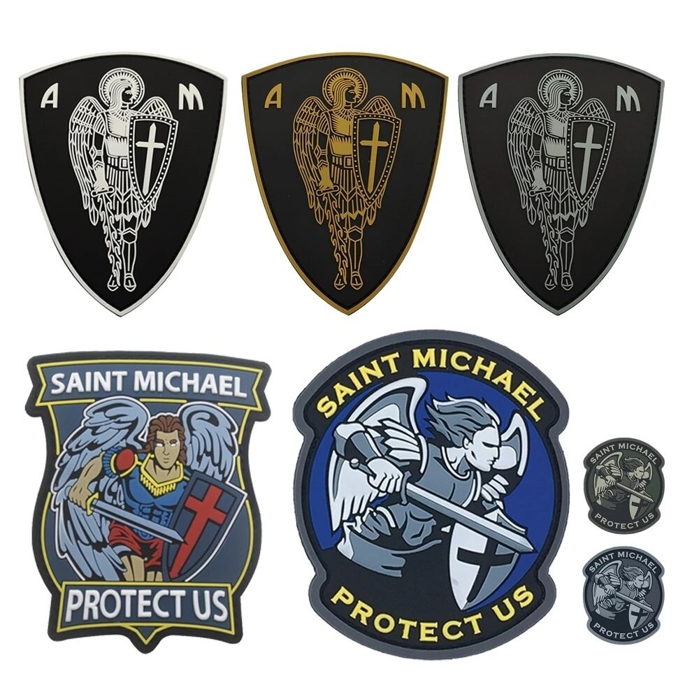 Jual Angel Army Hook and Loop Patch Saint Michael Protect Us Morale Badge Military Patches ...