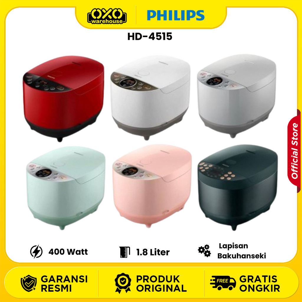 Jual PHILIPS RICE COOKER HD4515 1.8 L Magic Com Low Watt Garansi Resmi ...