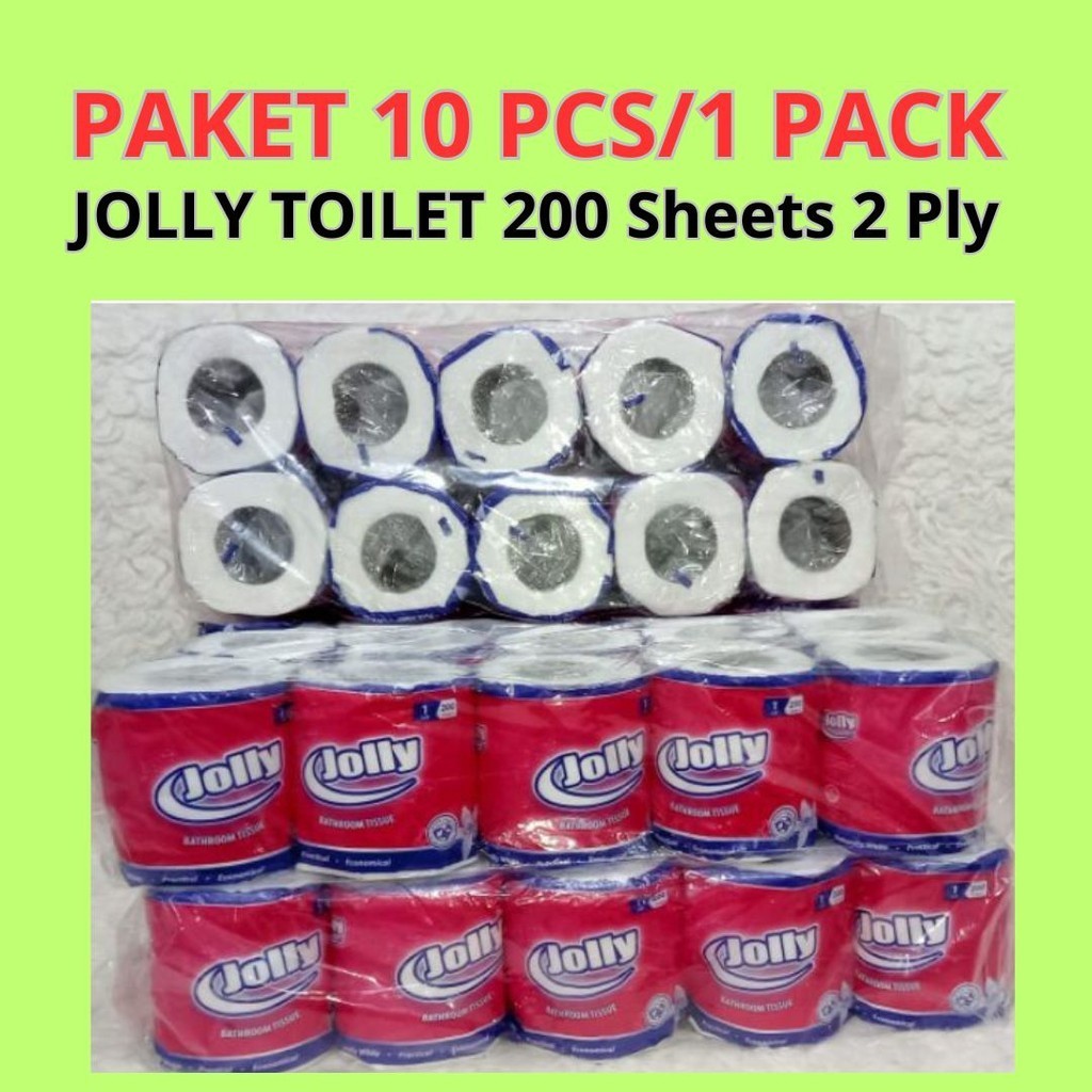 Jual (Paket 10 Pcs) Tissue Jolly Toilet 200 Sheets 2 ply Core Non ...