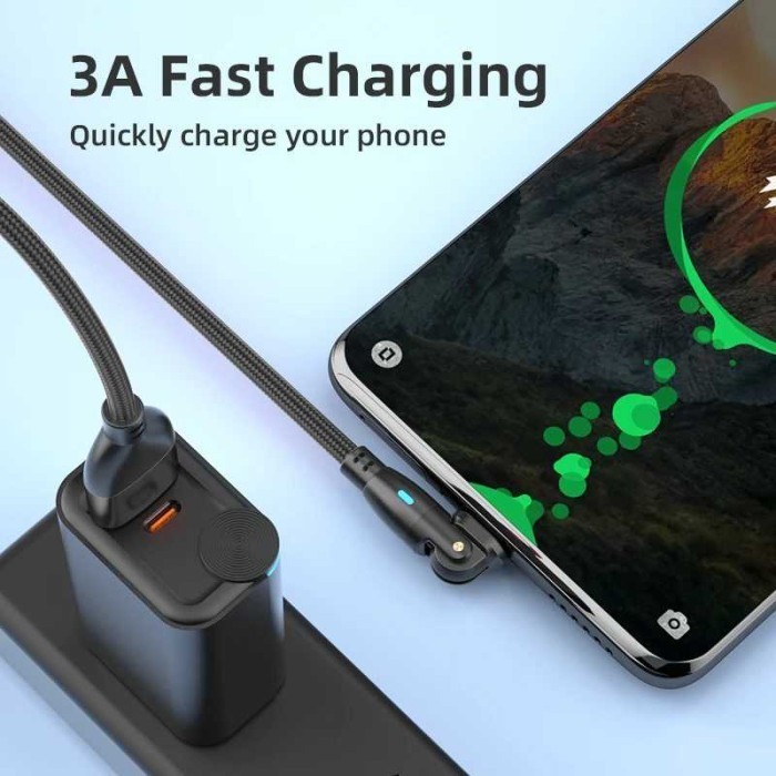Jual DMKN Kabel Charger USB Type C Rotating Elbow Fast Charging 3 A 1M ...