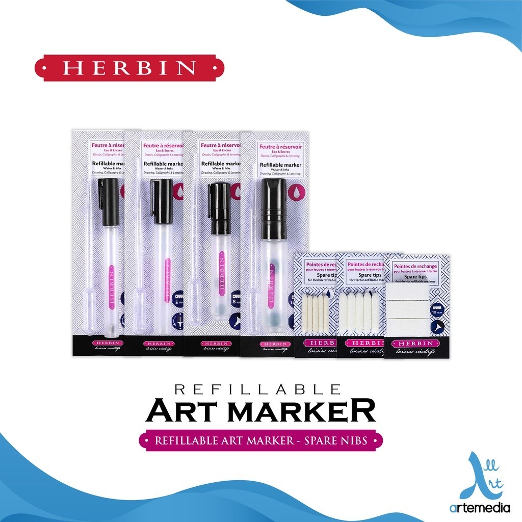 Jual Herbin Refillable Art Marker Botol Kosong Spidol Drawing Lettering ...