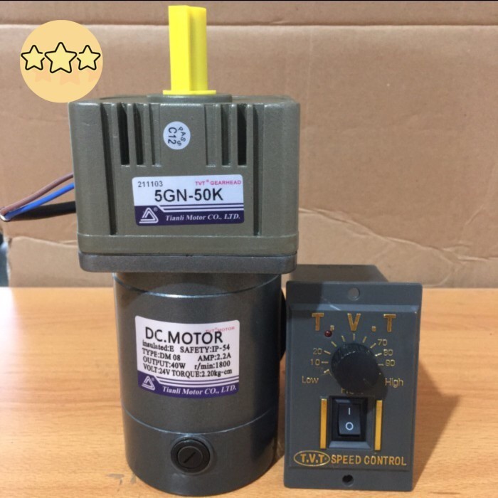Jual MOTOR DC 24VDC 40W + GEARBOX RATIO 1 : 50 SPEED CONTROLLER 40WATT 24V | Shopee Indonesia