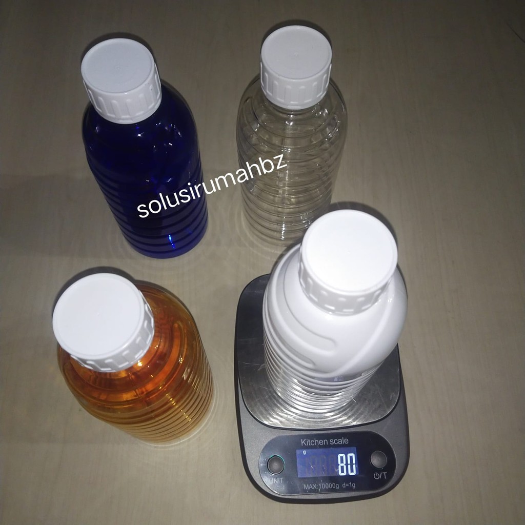 Jual BOTOL KIMIA 1000ML + DOUBLE TUTUP BULAT GARIS 1L TEBAL WARNA BENING 1 LT 1 L 1000 ML PS PET ...