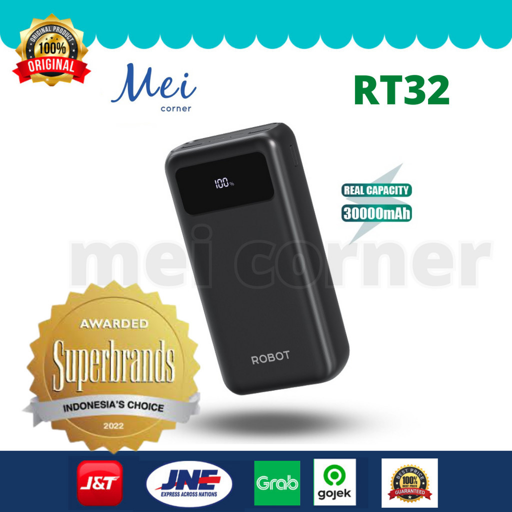 Jual ROBOT RT32 30000mAh Powerbank Big Capacity Fast Charge LED Indicator (MC) | Shopee Indonesia