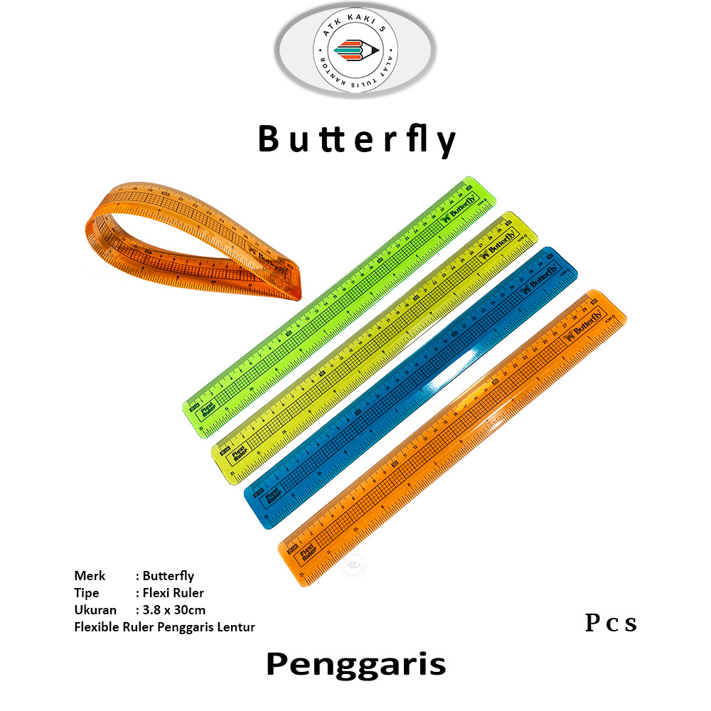 Jual Butterfly - Flexible Ruler 30 cm Penggaris Lentur Bisa Ditekuk ...