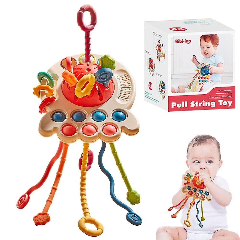 Jual PULL STRING TOY 4 IN 1 BABY TEETHER SENSORY POP IT GIGITAN ...