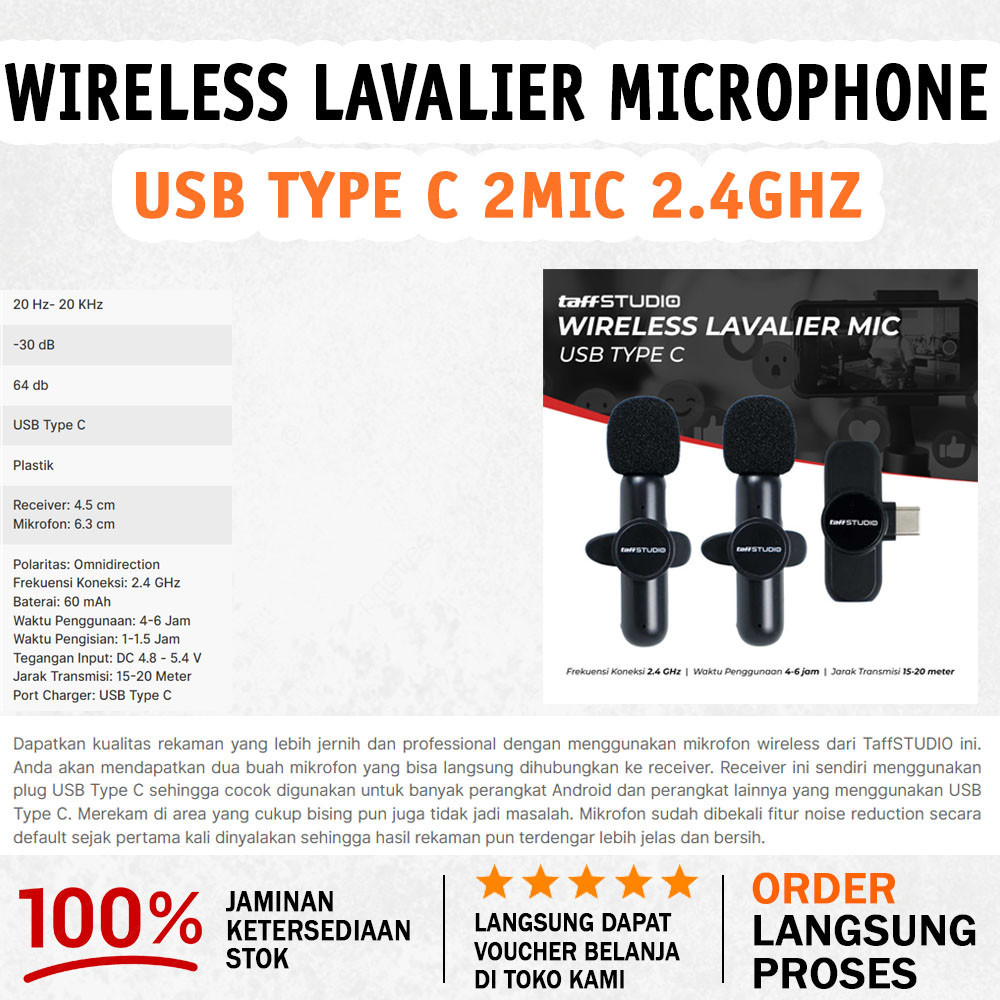 Jual PRODUK REKOMENDASI | Mikrofon Portable Wireless Lavalier Mic USB ...