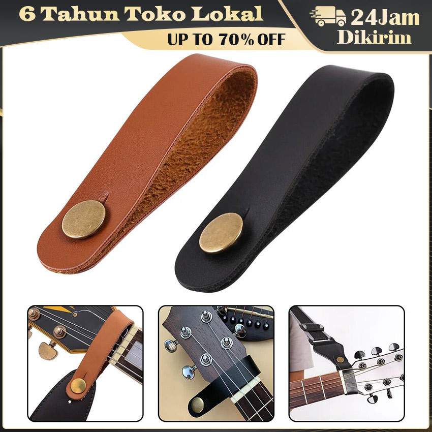 Jual Tali Gitar Kulit Asli Premium Coklat & Hitam / Pengait Gitar ...