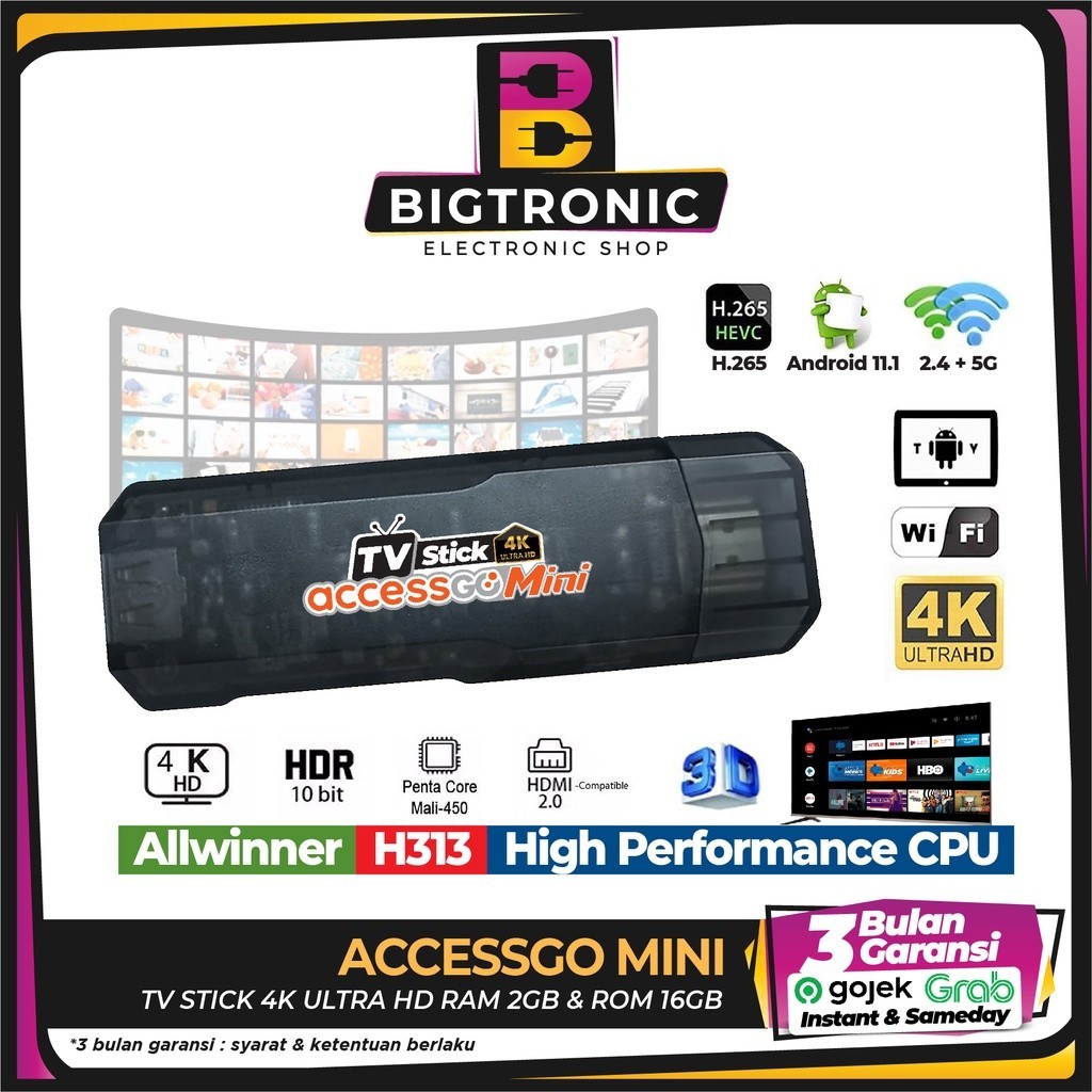 Jual Accessgo Prima Mini TV Stick Android RAM 2GB & ROM 16GB ...
