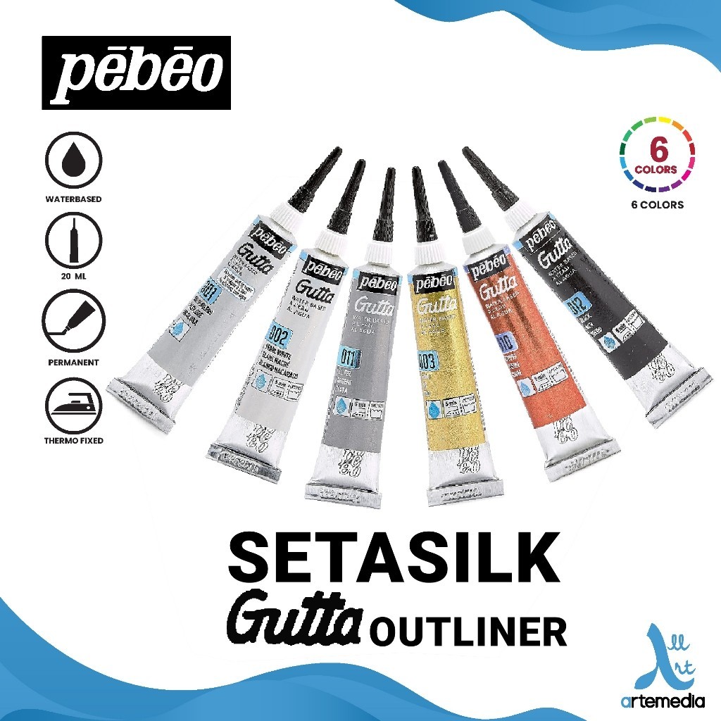 Jual Cat Warna Kain DIY Pebeo Setasilk Gutta Outliner Fabric Paint ...