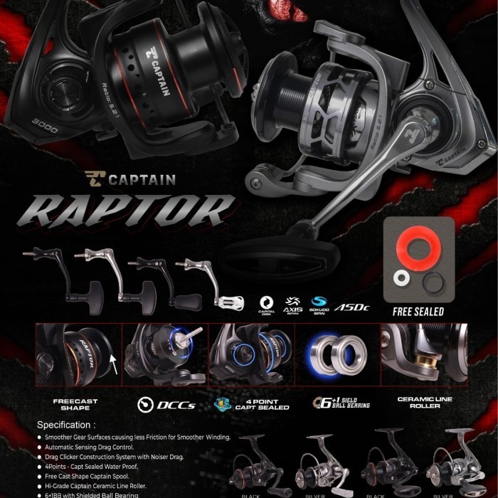 Jual Reel Pancing Captain Raptor 1000-4000 Power Handle | Shopee Indonesia