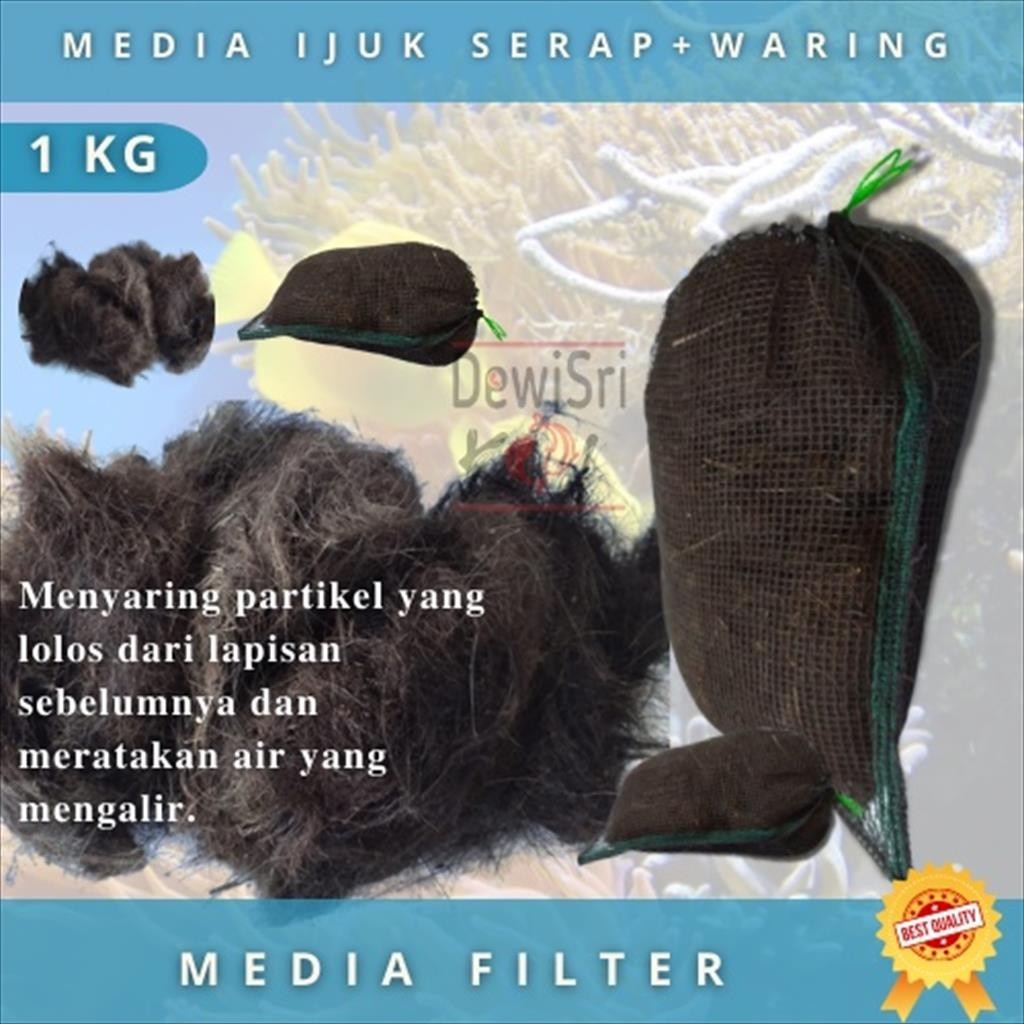 Jual Media Ijuk Resapan 1 Kg Bonus Waring Media FIlter Air Ikan ...