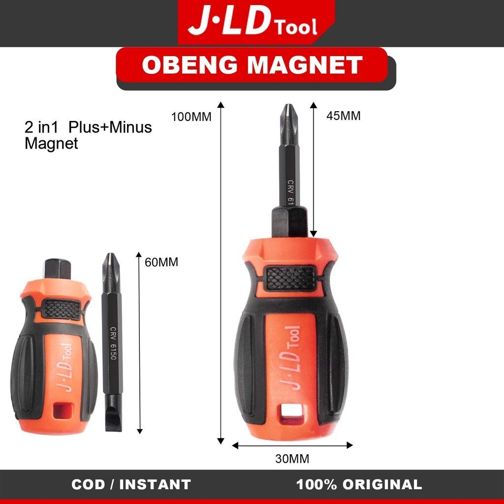 Jual JLD 4Inch Obeng dilepas /magnet Screwdriver Obeng 2in1 Plus+Minus ...