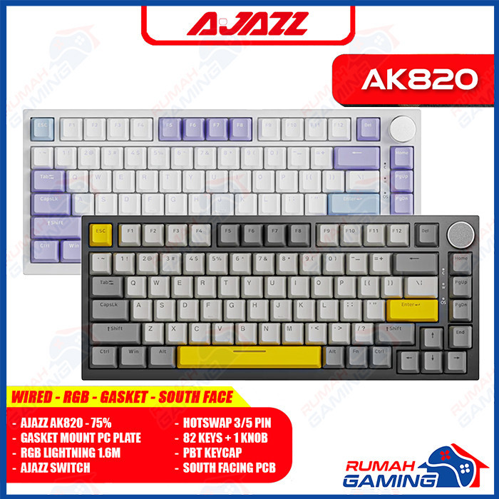 Jual AJAZZ - AK820 - RGB - 75% - Wired - Gasket - Hotswap - Mechanical Keyboard | Shopee Indonesia