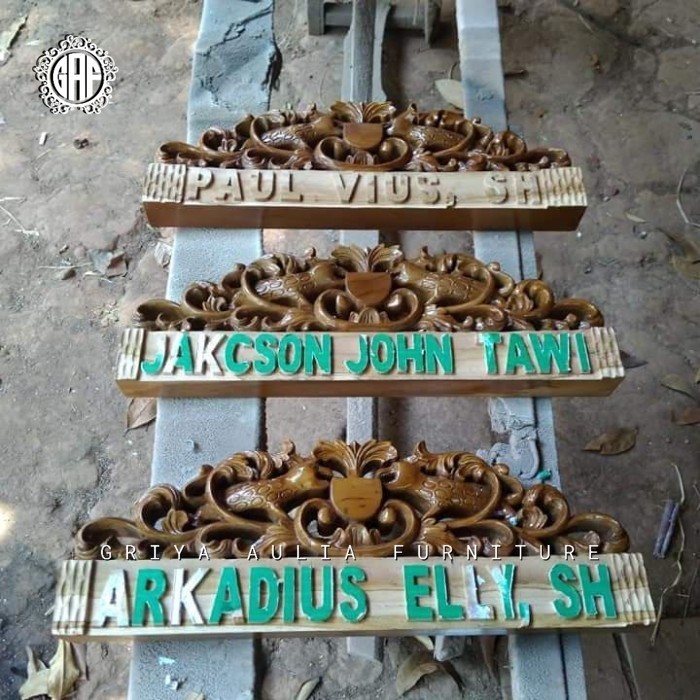 Jual Papan nama kayu jati ukir pelengkap kantor dekorasi kantor ...