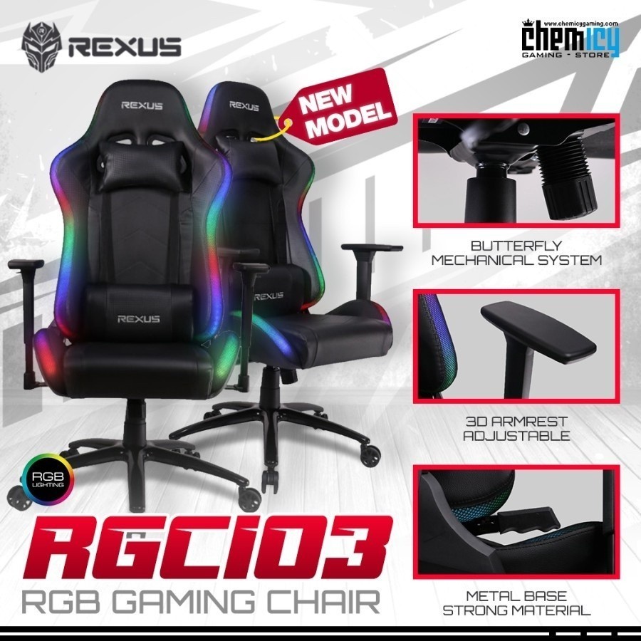 Jual Rexus Gaming Chair / Kursi Gaming RGC 103 RGB | Shopee Indonesia