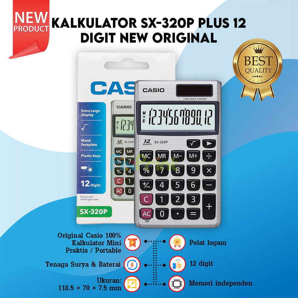 Jual Kalkulator Saku Casio SX-320P Calculator Pocket 12 Digit SX 320P ...