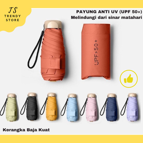 Jual Payung Lipat Mini Anti UV UPF 50+ Rangka Baja Folding Bonus Pouch PL1 | Shopee Indonesia