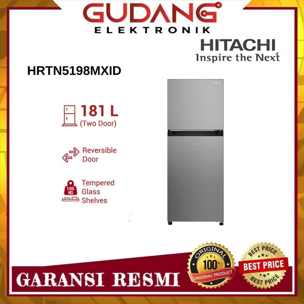 Jual LEMARI ES HITACHI HRTN5198MXID KULKAS 2 PINTU HITACHI HRTN5198MXID | Shopee Indonesia