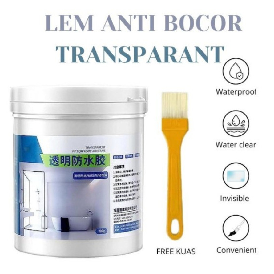 Jual Lem Transparant Bening + Kuas Cat 100GR/300GR | Lem Anti Bocor ...