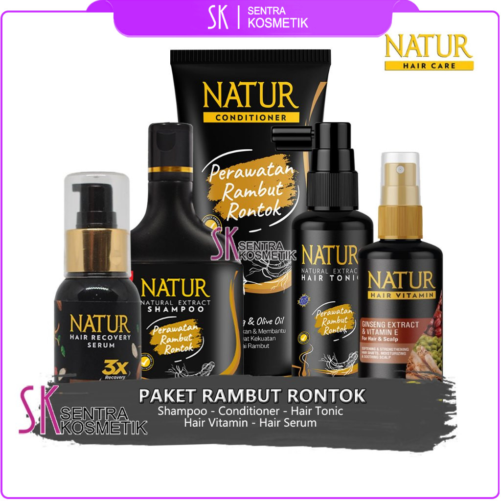 Jual Paket Perawatan Rambut Rontok NATUR Hair Fall Treatment Ginseng ...