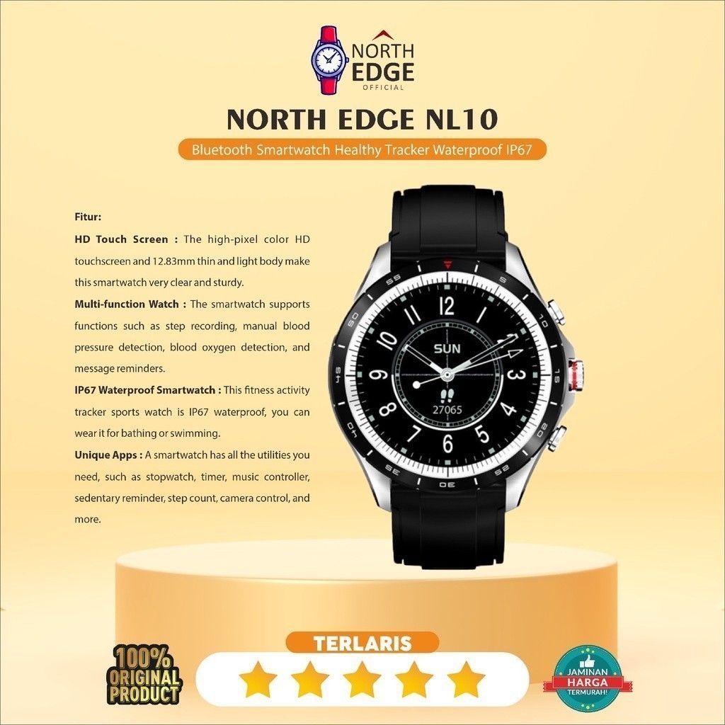 Jual NORTH EDGE NL10 Bluetooth Smartwatch Healthy Tracker Waterproof ...