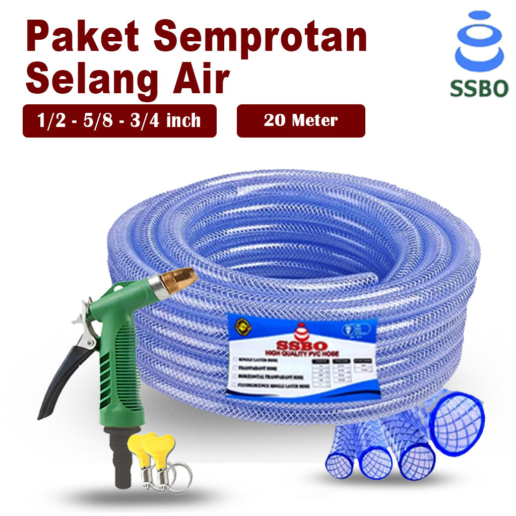 Jual SSBO Sepaket Semprotan Selang Air Taman Kebun 20 Meter / Semprotan Selang Air Serat Benang ...