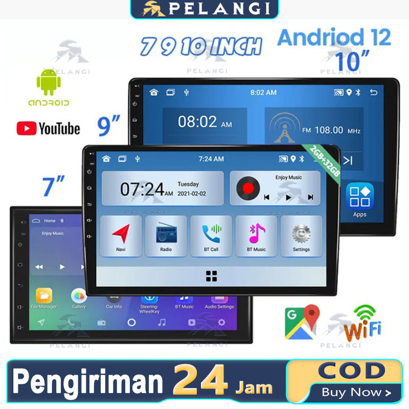 Jual with cooling system 6G+64G Android 13 Double Din Head Unit 7/9/10 Inch IPS Screen Car ...