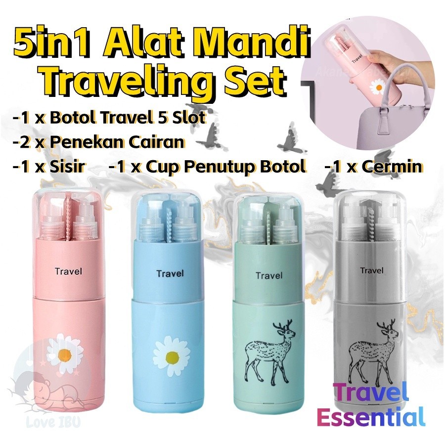 Jual 5 in 1 Toiletries Kit Botol Travel Portable Tempat Perlengkapan ...