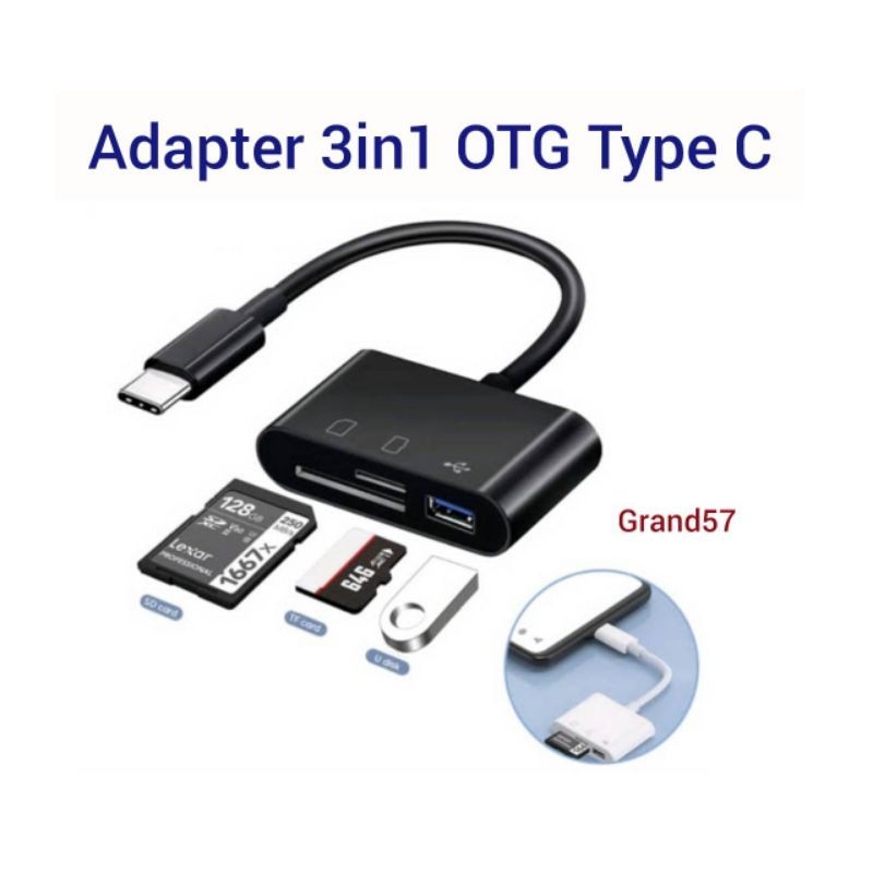 Jual Adapter 3in1 OTG USB Type C Micro SD TF Card Reader Memory Data ...