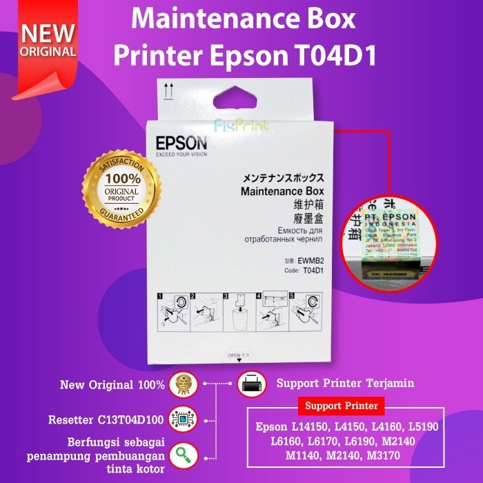 Jual Epson T04D1 EWMB2 Maintenance Box Pembuangan Tinta L6160 L6170 ...