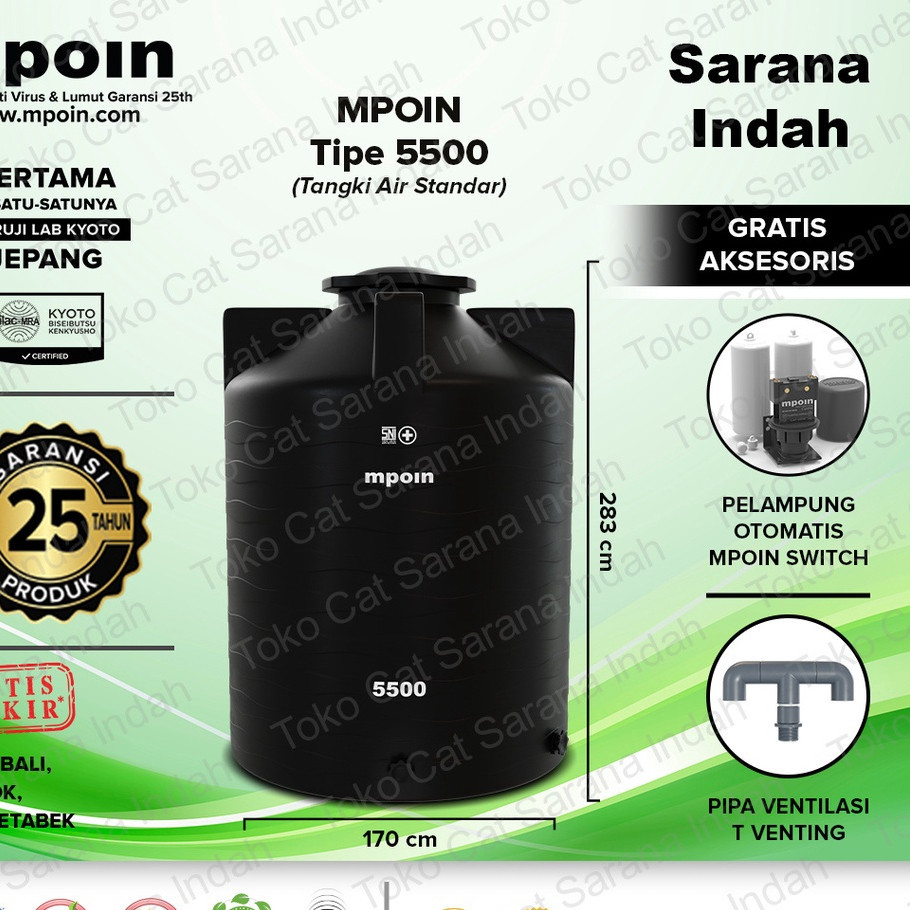 Jual TOREN AIR MPOIN W5500 5500L WAVE WATER TANK TOREN TANDON 5500 ...