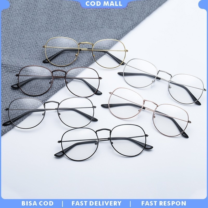 Jual Oval Hitam Kacamata Retro Style Pria Dan Wanita Lensa Transparan Retro Bingkai Vintage ...