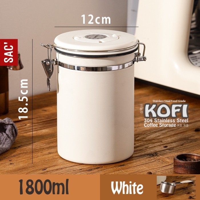 Jual KOFI Coffee Canister Stainless Storage Toples Simpan Kopi Kedap ...