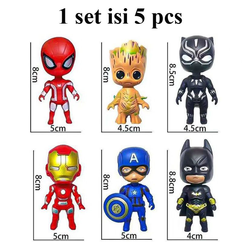 Jual Mainan Action Figure Mini Avengers Isi 5 Pcs Superhero AMM ...