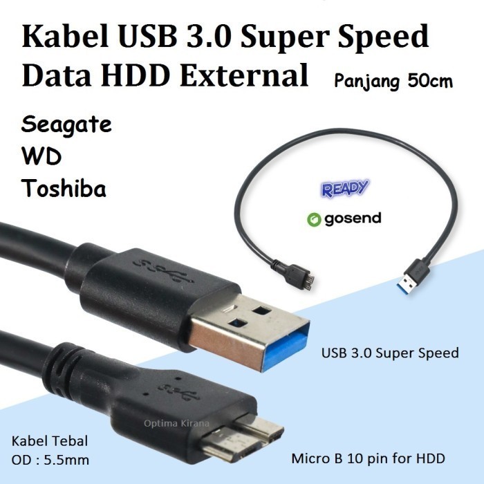 Jual KABEL USB 3.0 to Micro-B Data HDD Hardisk Hard Disk Seagate WD ...