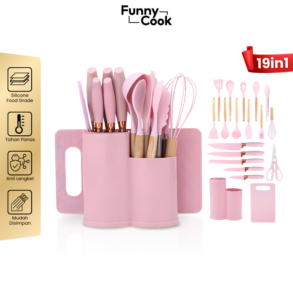 Jual Trend Baru Set Alat Dapur Silikon Sutil Silicone Kitchen Set 19 IN ...