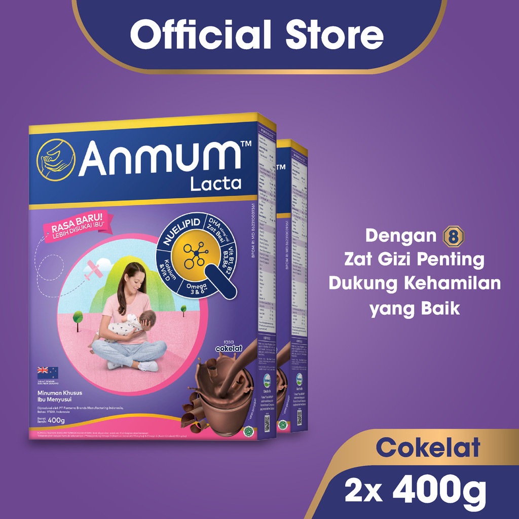 Jual Anmum Lacta Susu Nutrisi Ibu Menyusui Cokelat 2 x 400g | Shopee ...