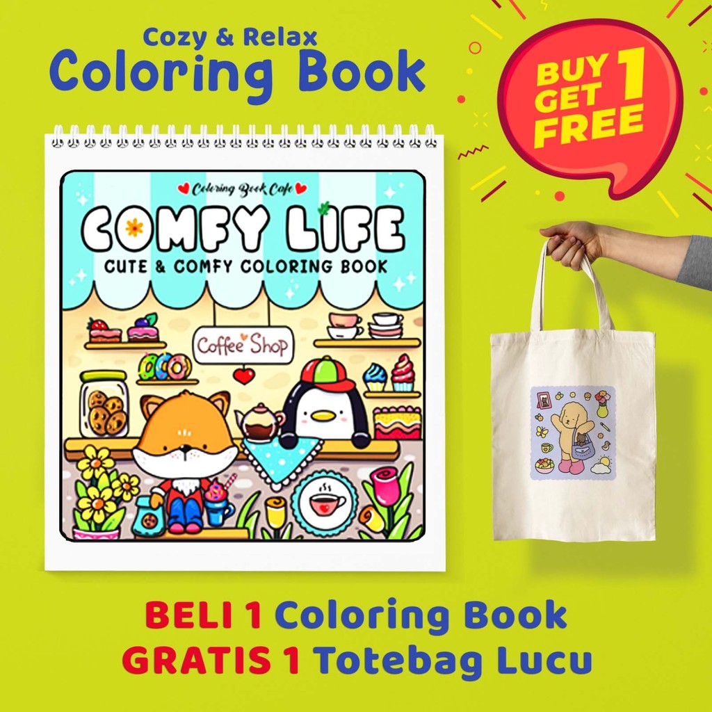 Jual Comfy Life Coloring Book Cafe Aesthetics - Buku Mewarnai ~ Free ...
