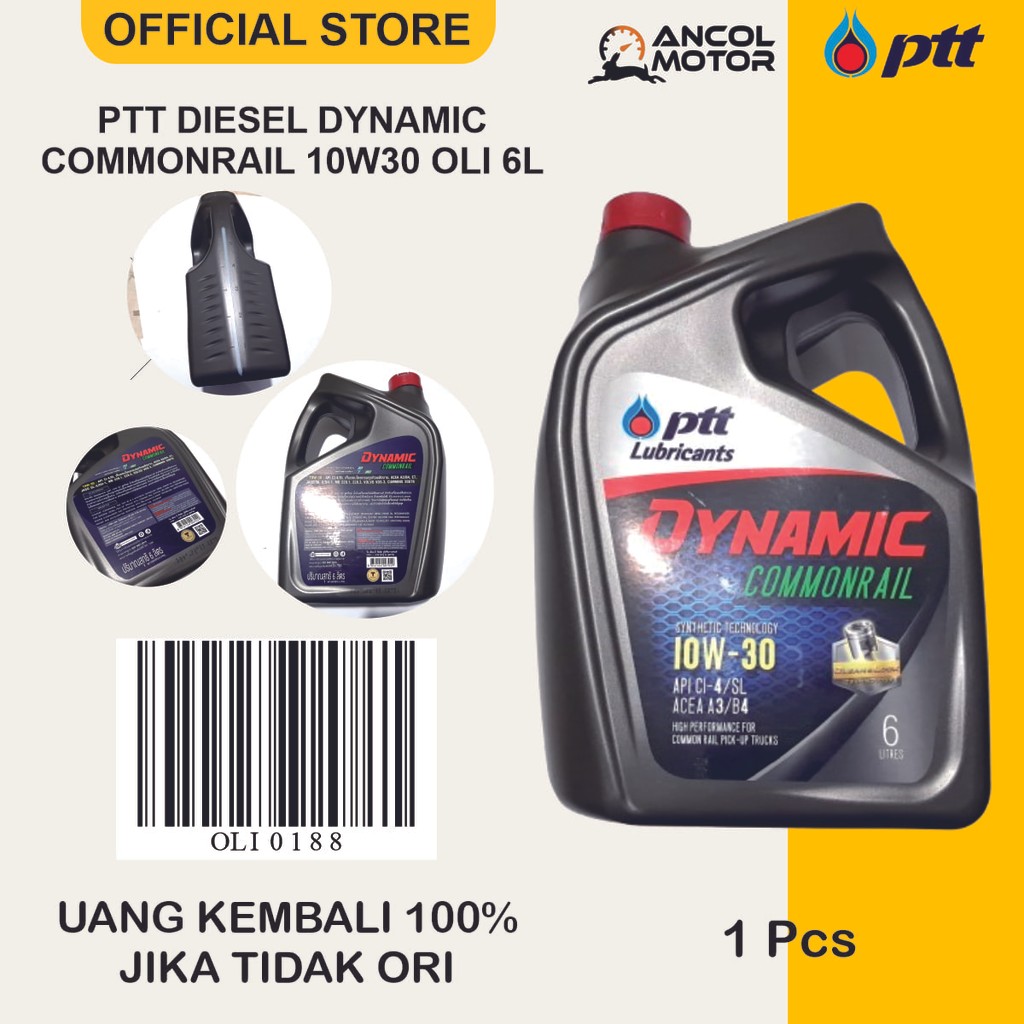Jual PTT Lubricants Diesel Dynamic Commonrail 10W30 Synthetic Oli Mobil Diesel 6L API CI-4 ACEA ...