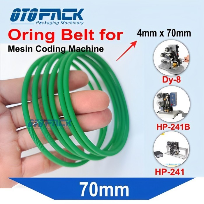 Jual 4mm x 70mm Green Oring Belt for O Ring Karet Ribbon Coding Machine ...