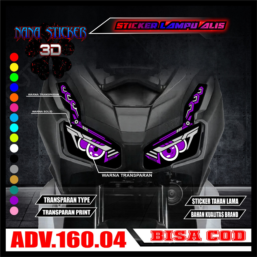 Jual STIKER VARIASI LAMPU ALIS MOTOR adv 160 NANA 04 | Shopee Indonesia