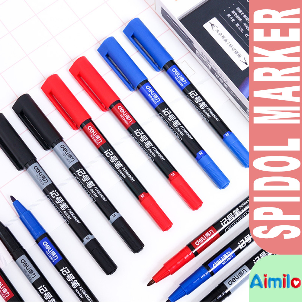Jual Spidol Permanen Permanent Marker Dual Tip | Shopee Indonesia