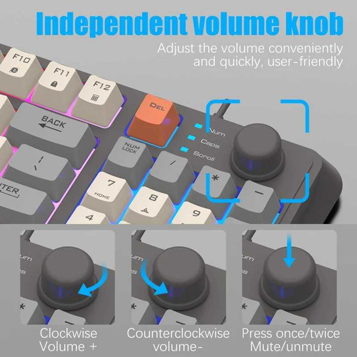 Jual XUNFOX Gaming Keyboard RGB LED USB Wired 94 Keys Top Knob with ...