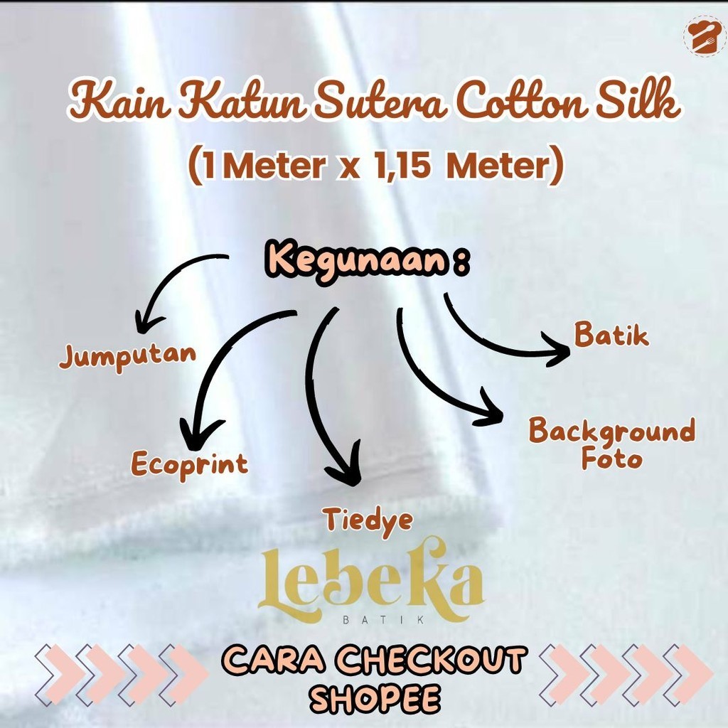 Jual Kain katun Sutera Cotton Silk Sutra 1m x 1.15m | Shopee Indonesia